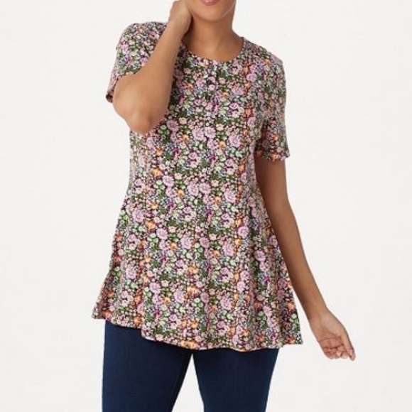 Denim&Co | Tops | Denim Co Petite Printed Jersey Fit Flare Top | Poshmark